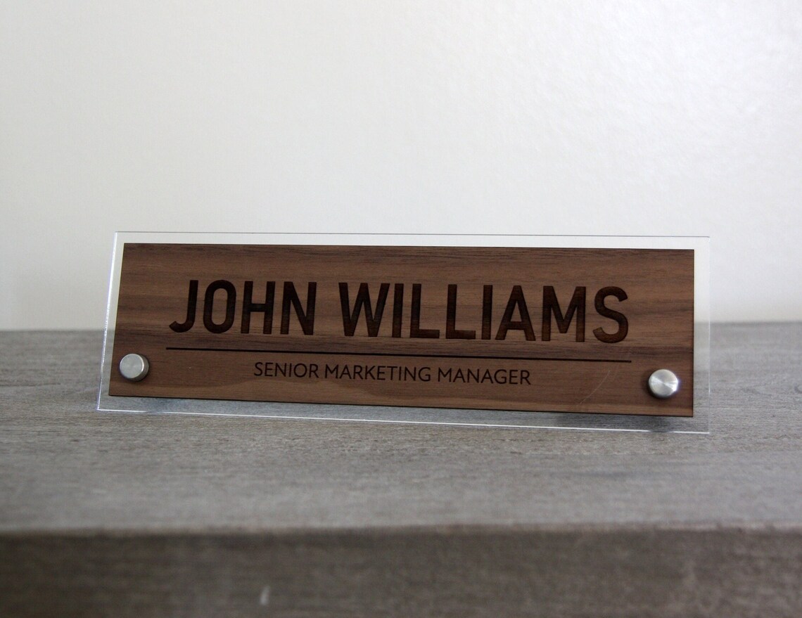 Bold Laser Engraved Desk Name Plate Office Name Sign - Etsy