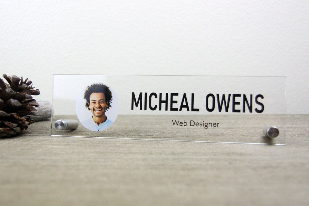 Photo Desk Name Plate Bold Office Name Sign Custom Acrylic Name Plate ...