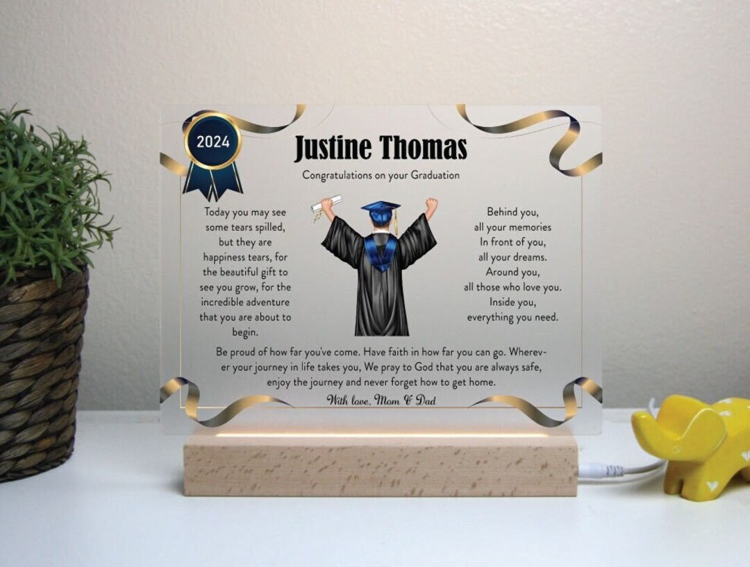Light up Custom Graduation Certificate Personalized Portrait Clip Art ...