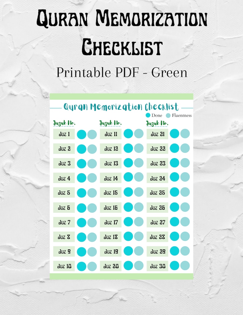 Quran Memorization Checklist | Quran Memorization | Quran Tracker ...