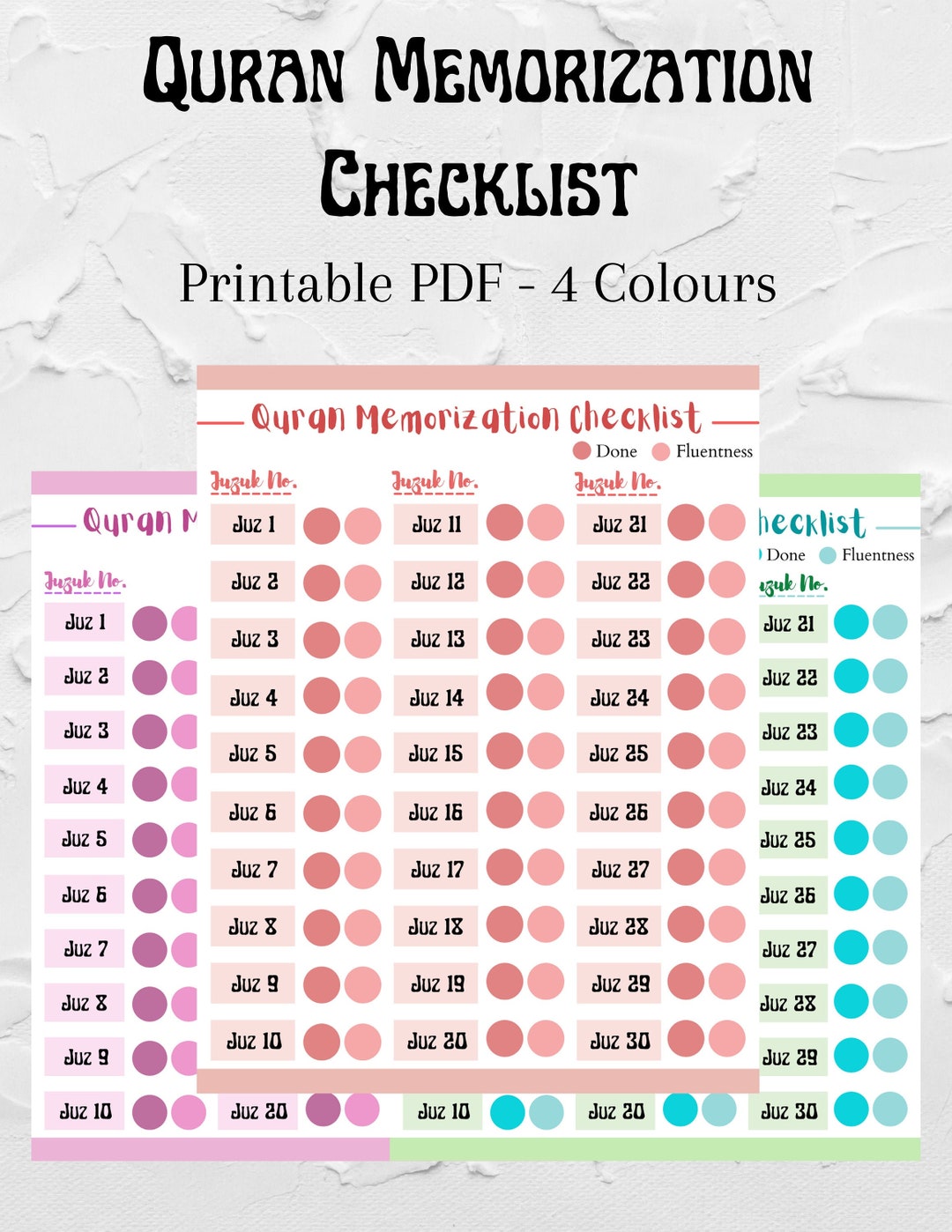 Quran Memorization Checklist | Quran Memorization | Quran Tracker ...