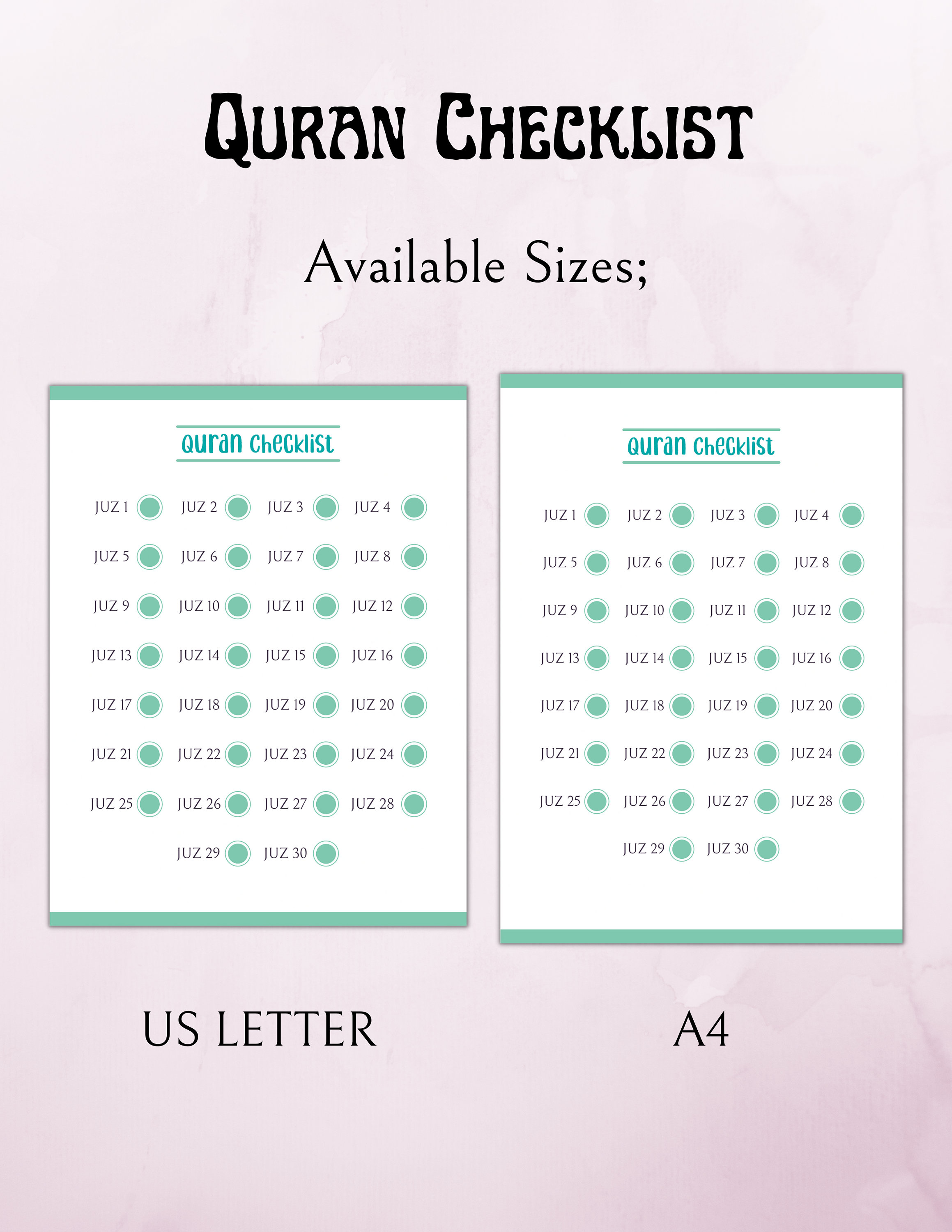 Quran Checklist | Quran Memorization | Quran Tracker | Islamic ...