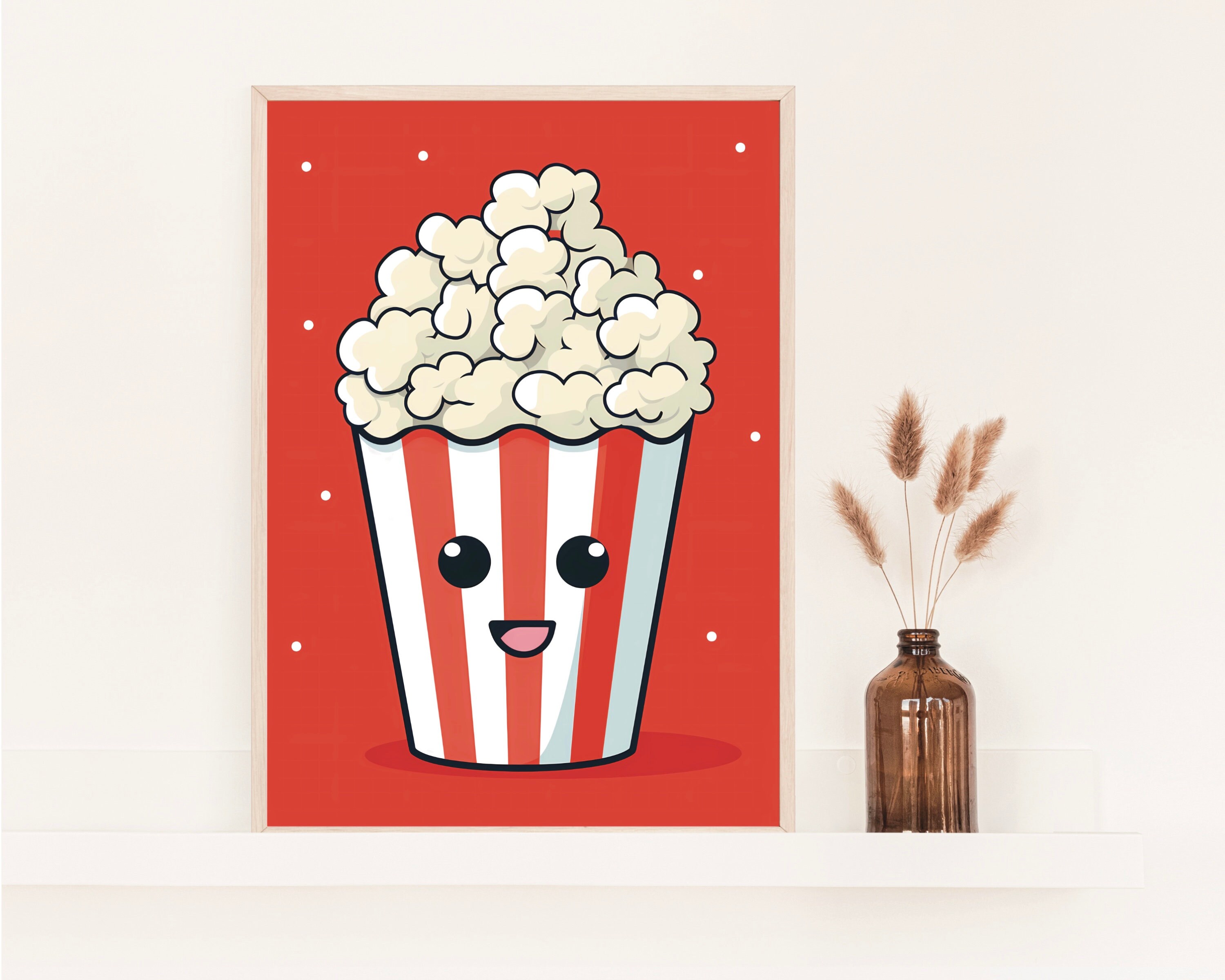 Cute Kawaii Popcorn Print Printable Poster, Movie Poster, Cinema Wall ...