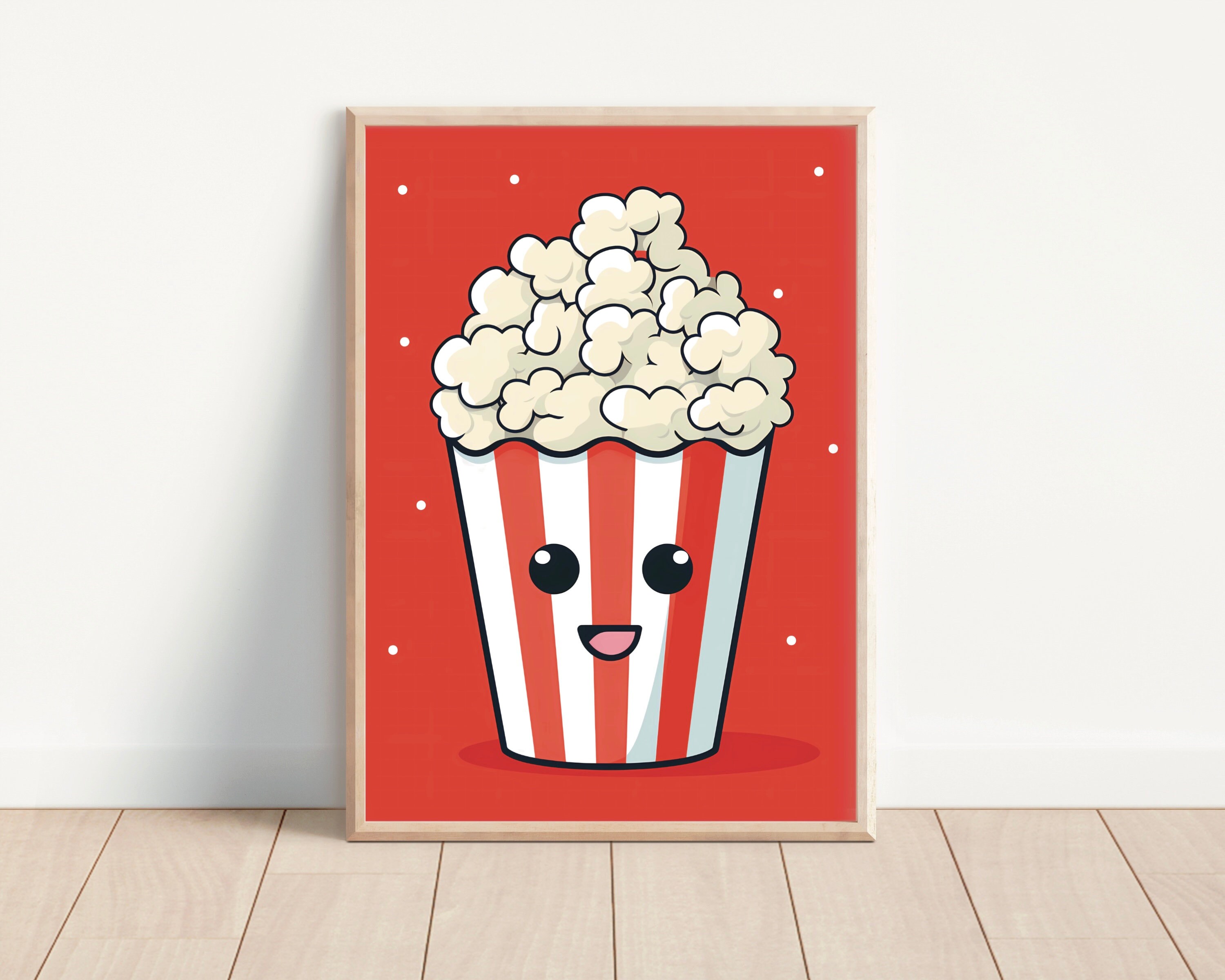 Cute Kawaii Popcorn Print Printable Poster, Movie Poster, Cinema Wall ...