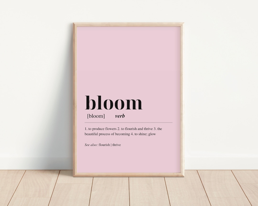 Bloom Definition Print Pastel Pink Printable Wall Art, Minimalist ...
