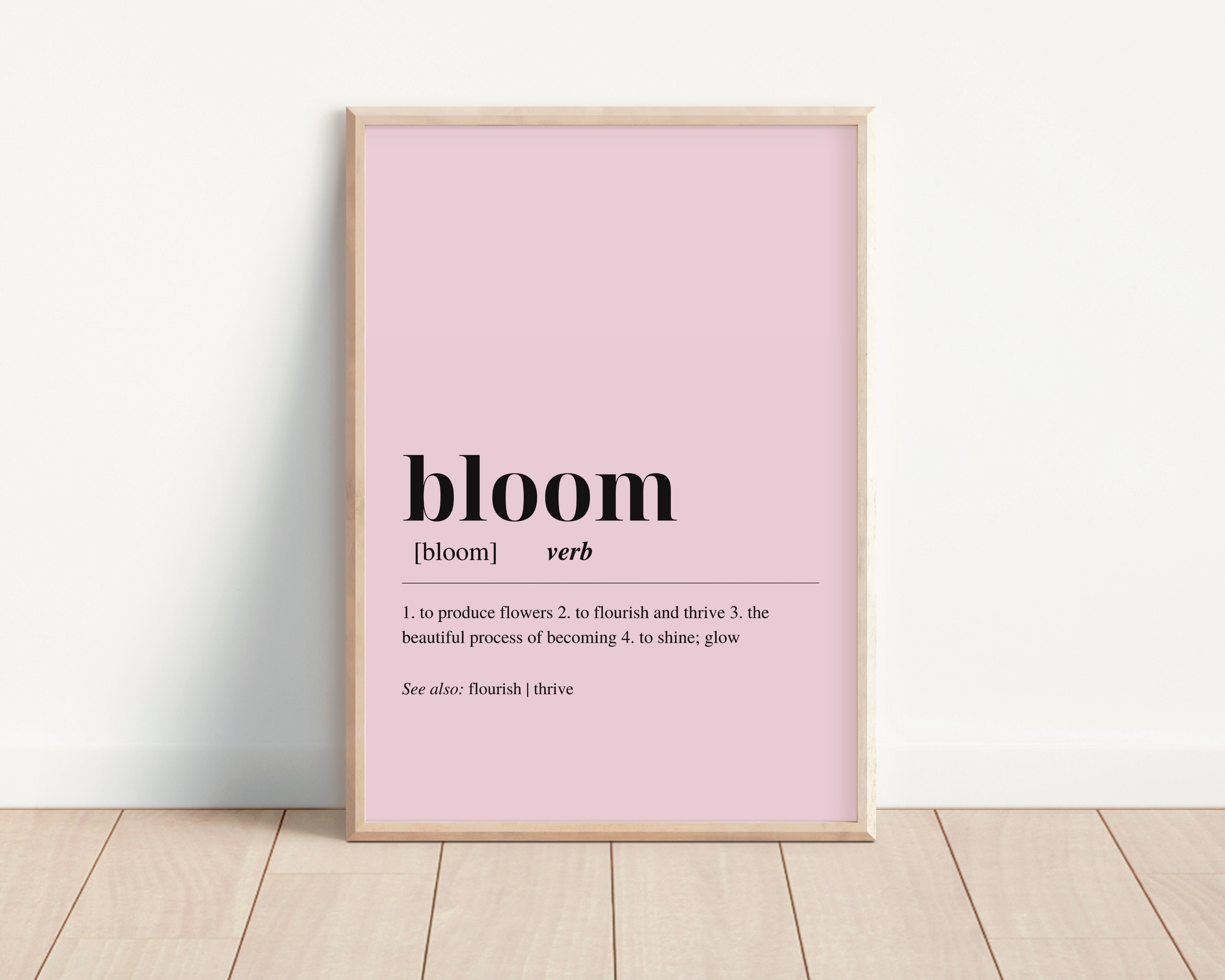 Bloom Definition Print Pastel Pink Printable Wall Art, Minimalist ...