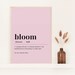 Bloom Definition Print Pastel Pink Printable Wall Art, Minimalist ...