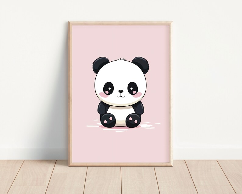Cute Kawaii Panda Poster | Printable Wall Art, Cute Animals, Pink ...