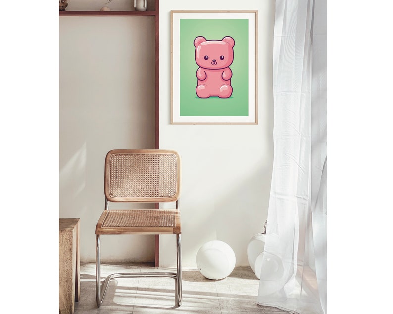 Cute Kawaii Gummy Bear Candy Green & Pink Poster | Instant Download ...