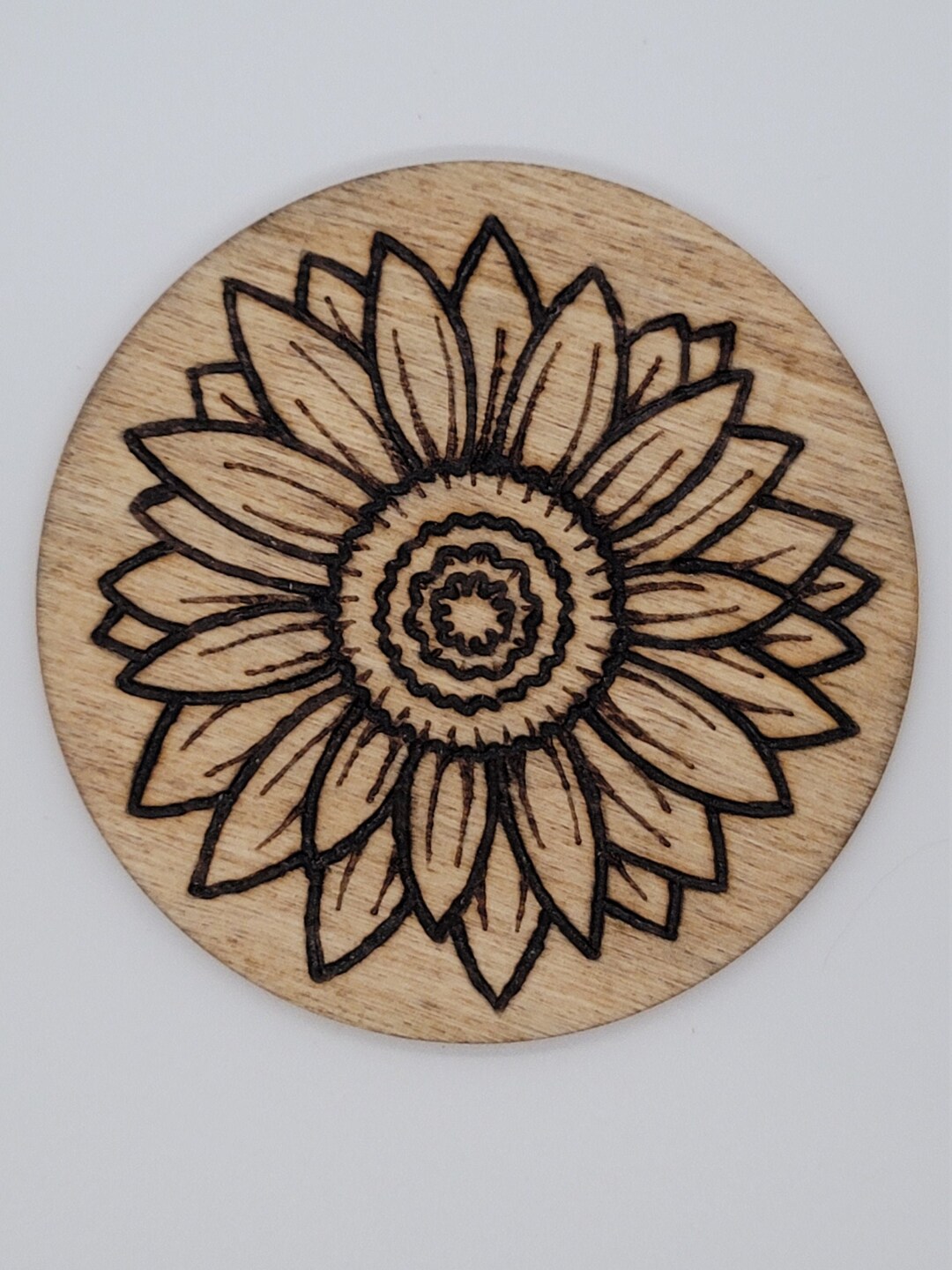 Sunflower Coaster Woodburn/pyrography - Etsy
