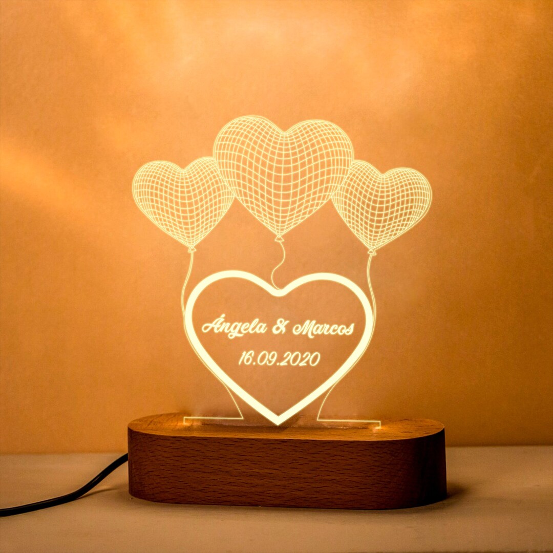 Custom 3D Heart Led Lamp Night Lamp With Light - Etsy