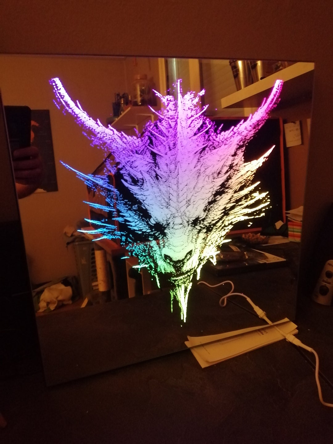 Luminous Dragon Engraved Mirror - Etsy