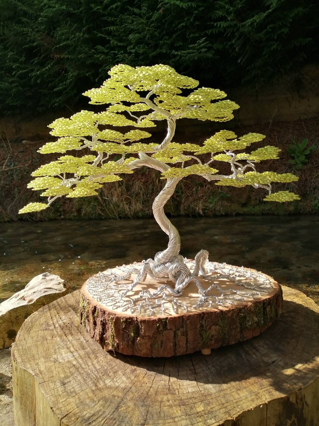 Bonsai Tree Sculpture Made of Yellow and Silver Aluminum Wire - Etsy