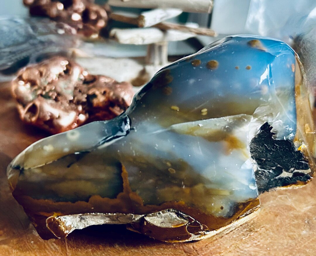 660g Rare Ice Blue Polka Dot Agate Polished Freeform- "under the Sea ...