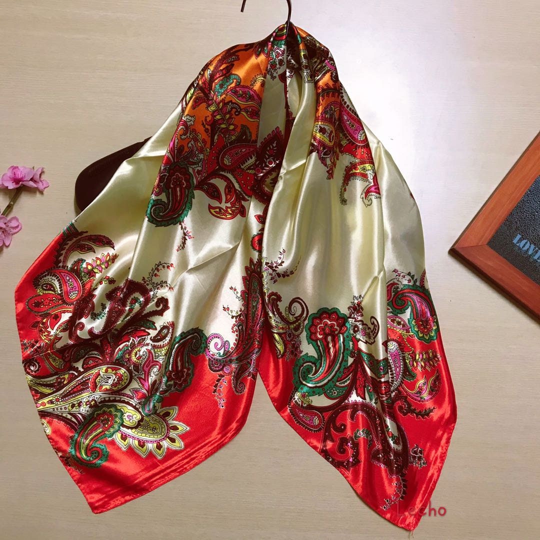Fashion Soft Satin Square Head Scarf Shawl - Etsy