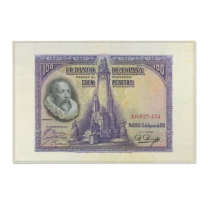 Money Rug - One Hundred 100 Spanish Pestas Bank Note Rug; 3 Sizes ...