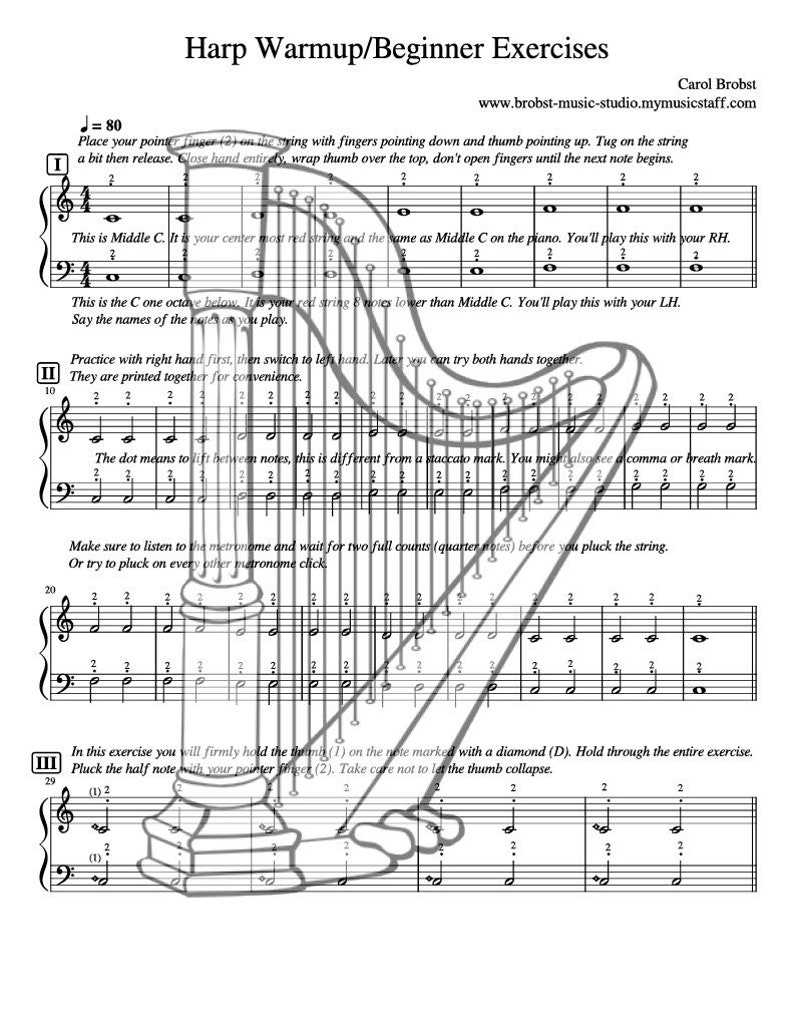 Warmup and Beginner Exercises for Harp - Etsy