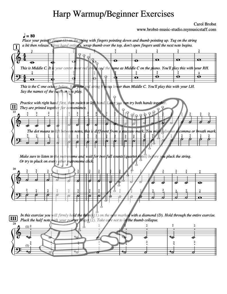 Warmup and Beginner Exercises for Harp - Etsy