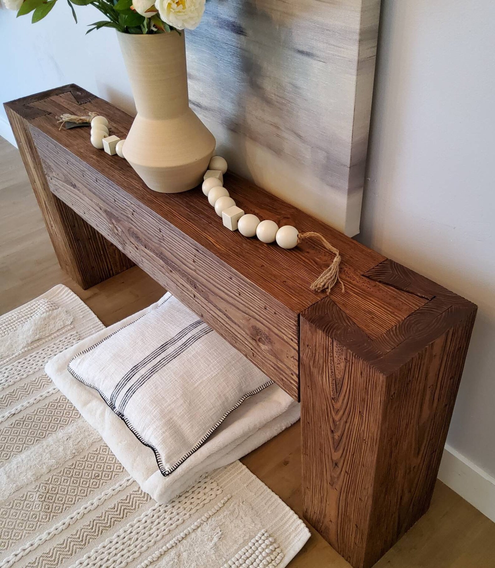 Modern Rustic Console Table Rich Walnut verified Etsy Seller - Etsy