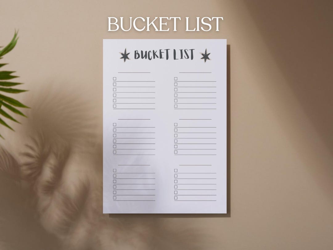 Bucket List, Life Goals Planner, Printable PDF (instant Download ...