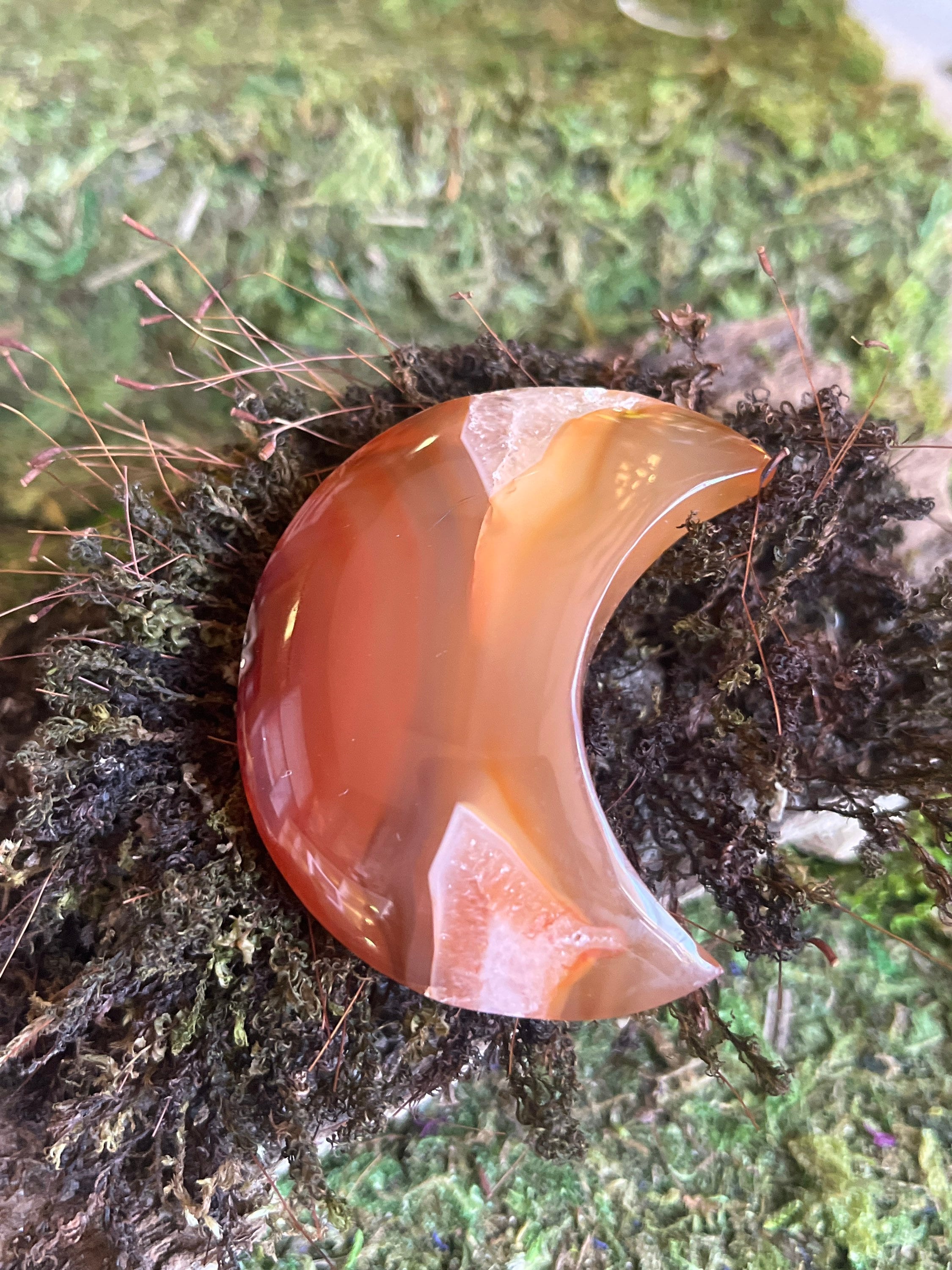 Carnelian Crescent Moon Carving From Indonesia - Etsy