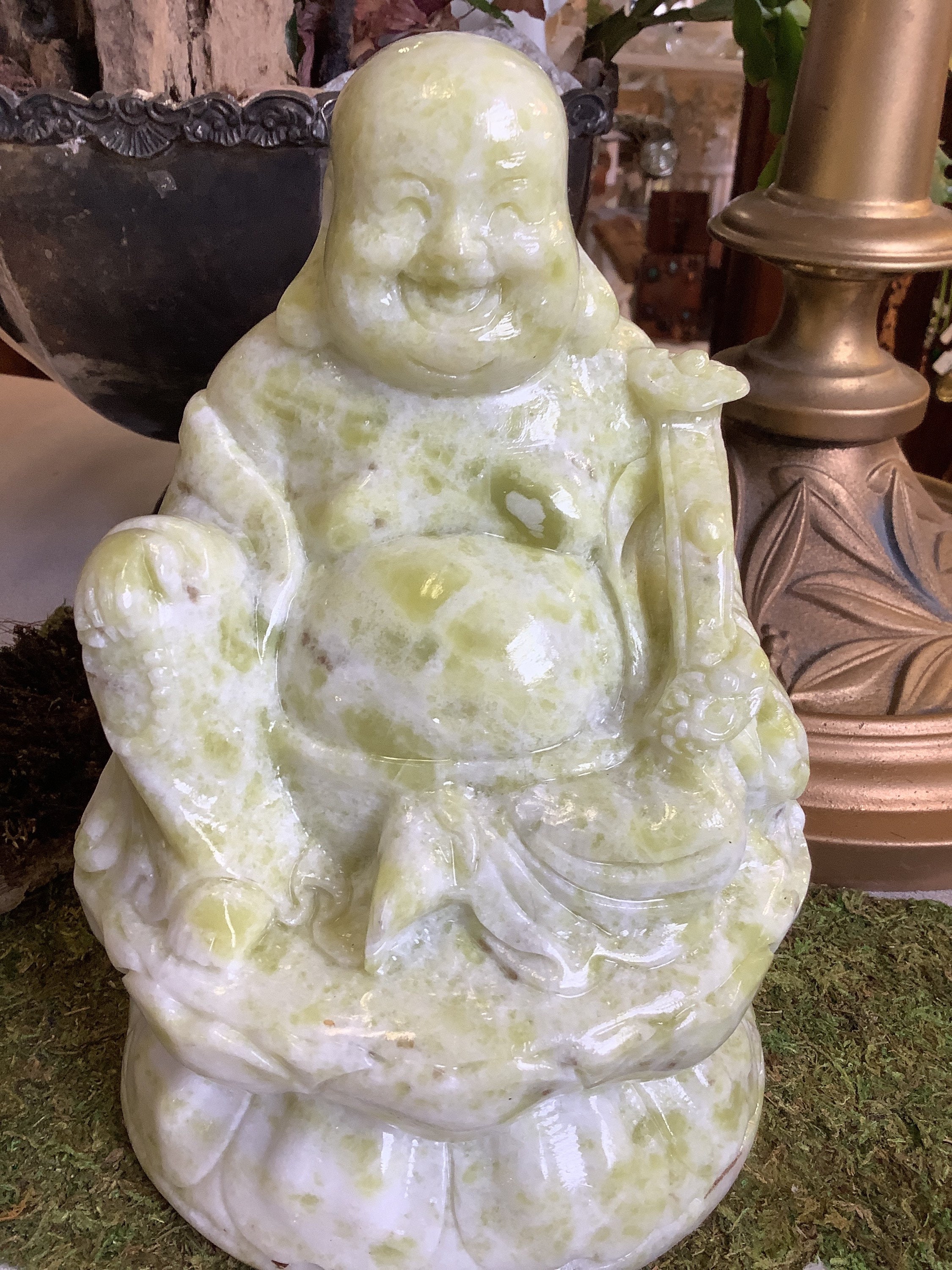 Extra Large Natural Serpentine Jade Laughing Buddha Crystal - Etsy