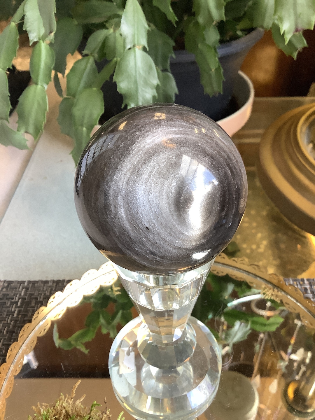 Silver Sheen, Obsidian Sphere - Etsy