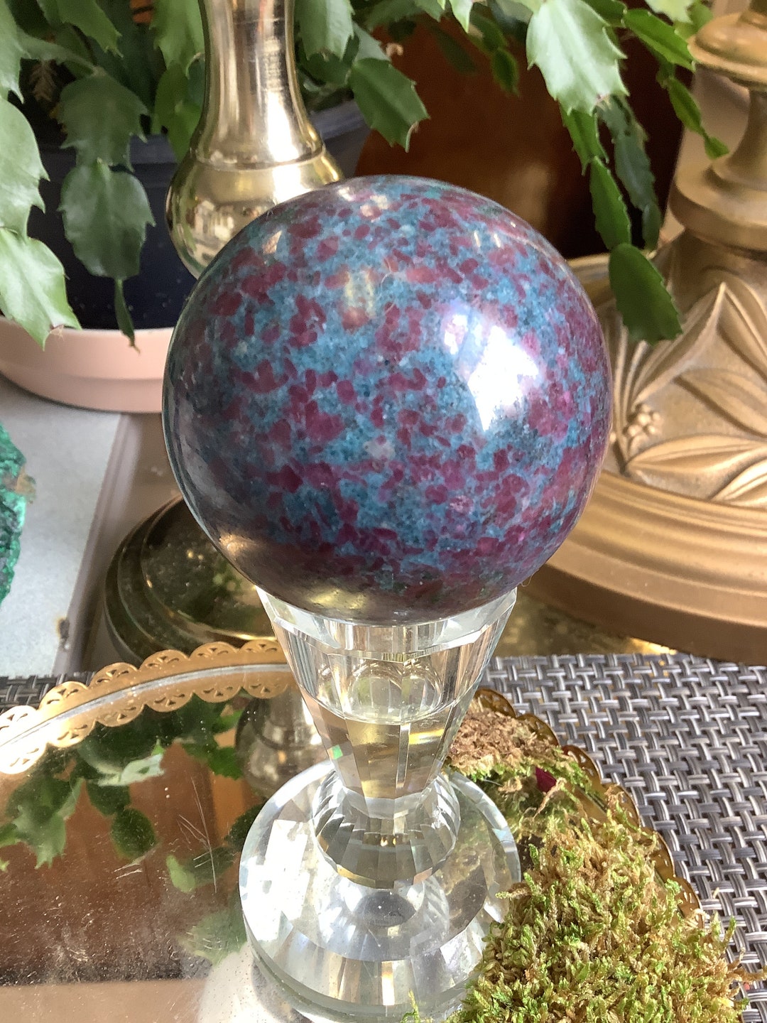 UV Fluorescent Ruby in Blue Kyanite Sphere - Etsy
