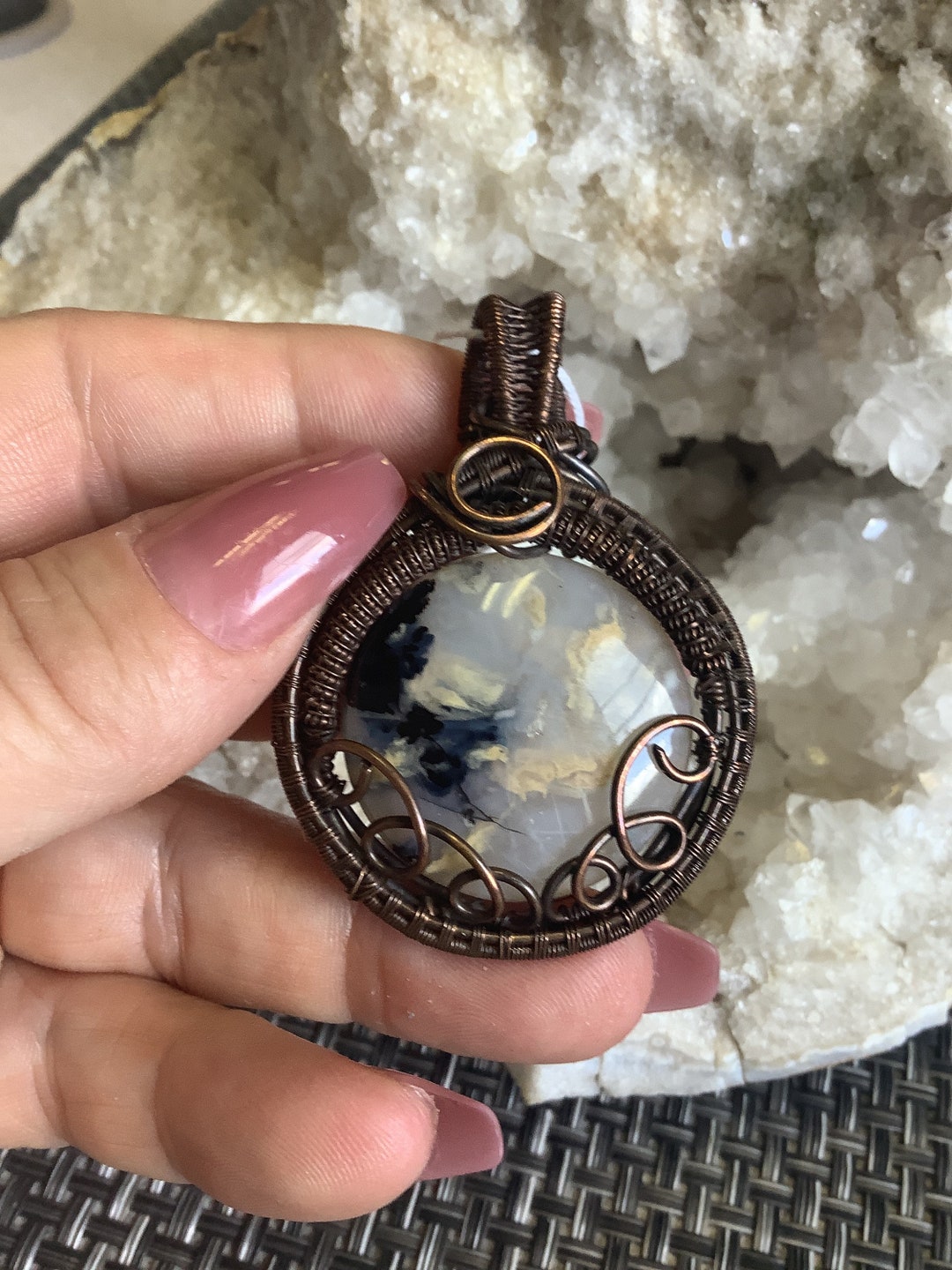 Natural Dendrite Pendant Hand Wrapped in Copper From Indonesia - Etsy