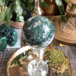 Large Moss Agate Sphere - Etsy