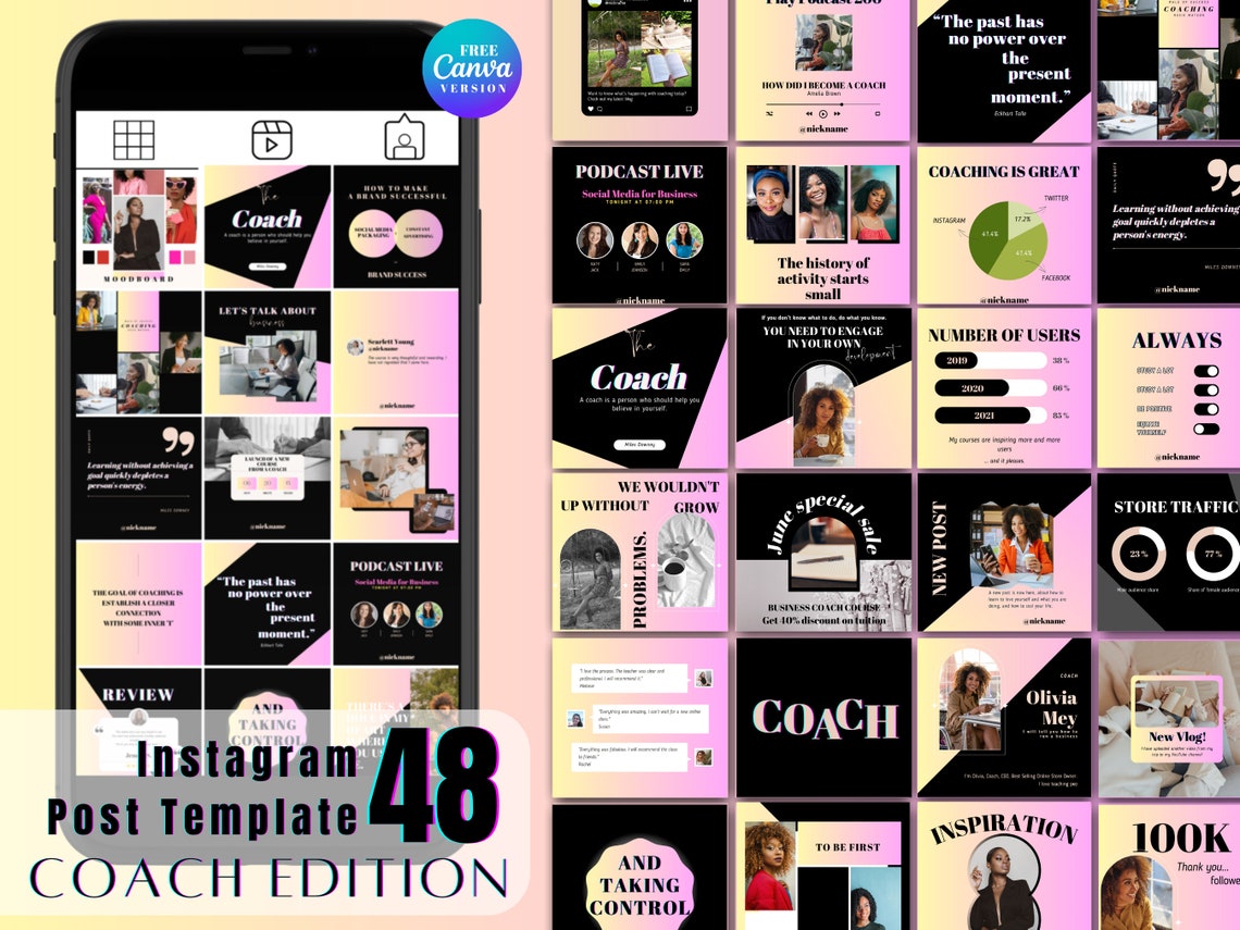 Gradient Coach Instagram Template Social Media Template Instagram Post Coach Instagram Post ...