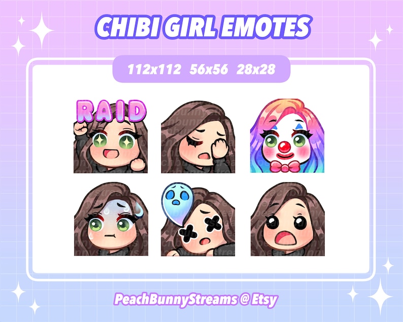 Cute Chibi Girl Twitch Discord Emote Pack (set 3) | Gaming | Streamer ...