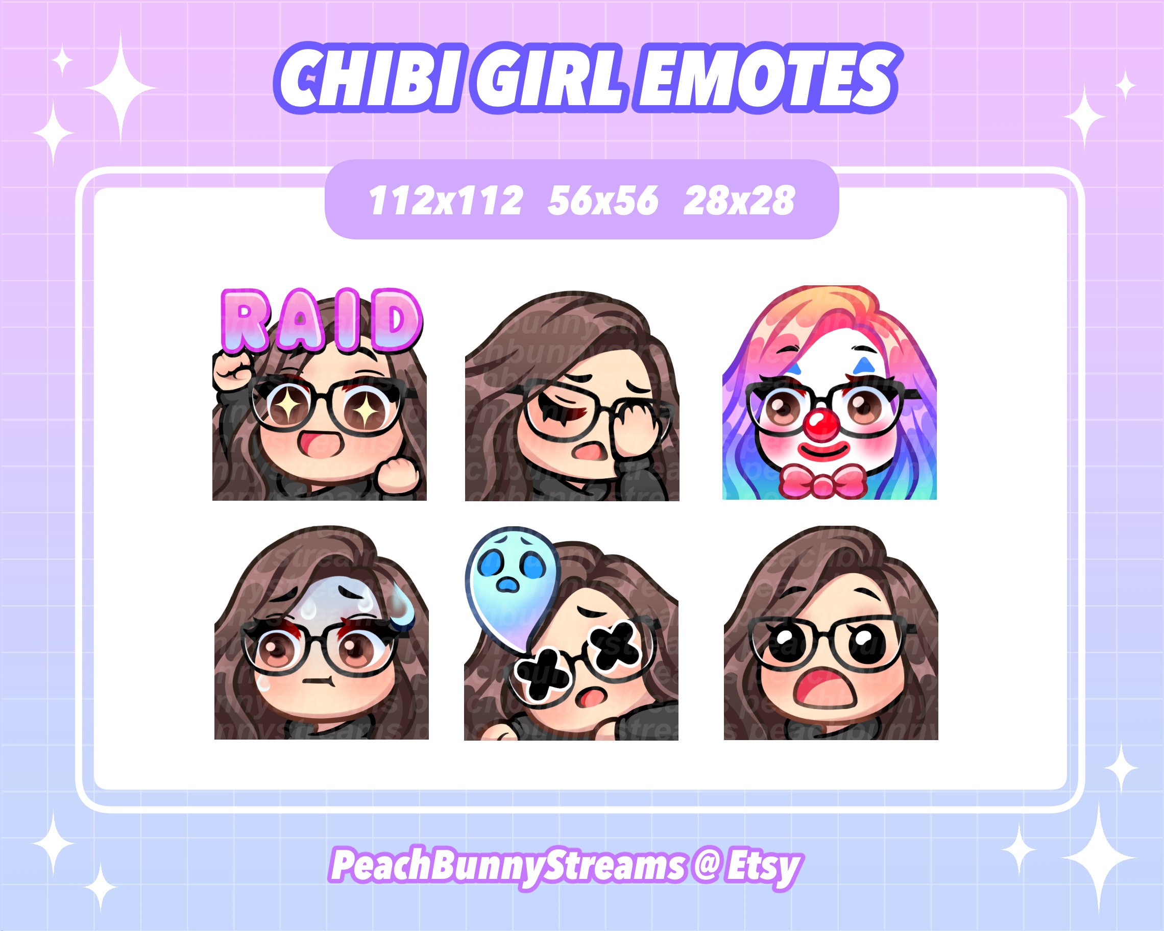 Cute Chibi Girl Twitch Discord Emote Pack (set 3) | Gaming | Streamer ...
