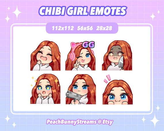 Cute Chibi Girl Twitch Discord Emote Pack set 2 Kawaii - Etsy