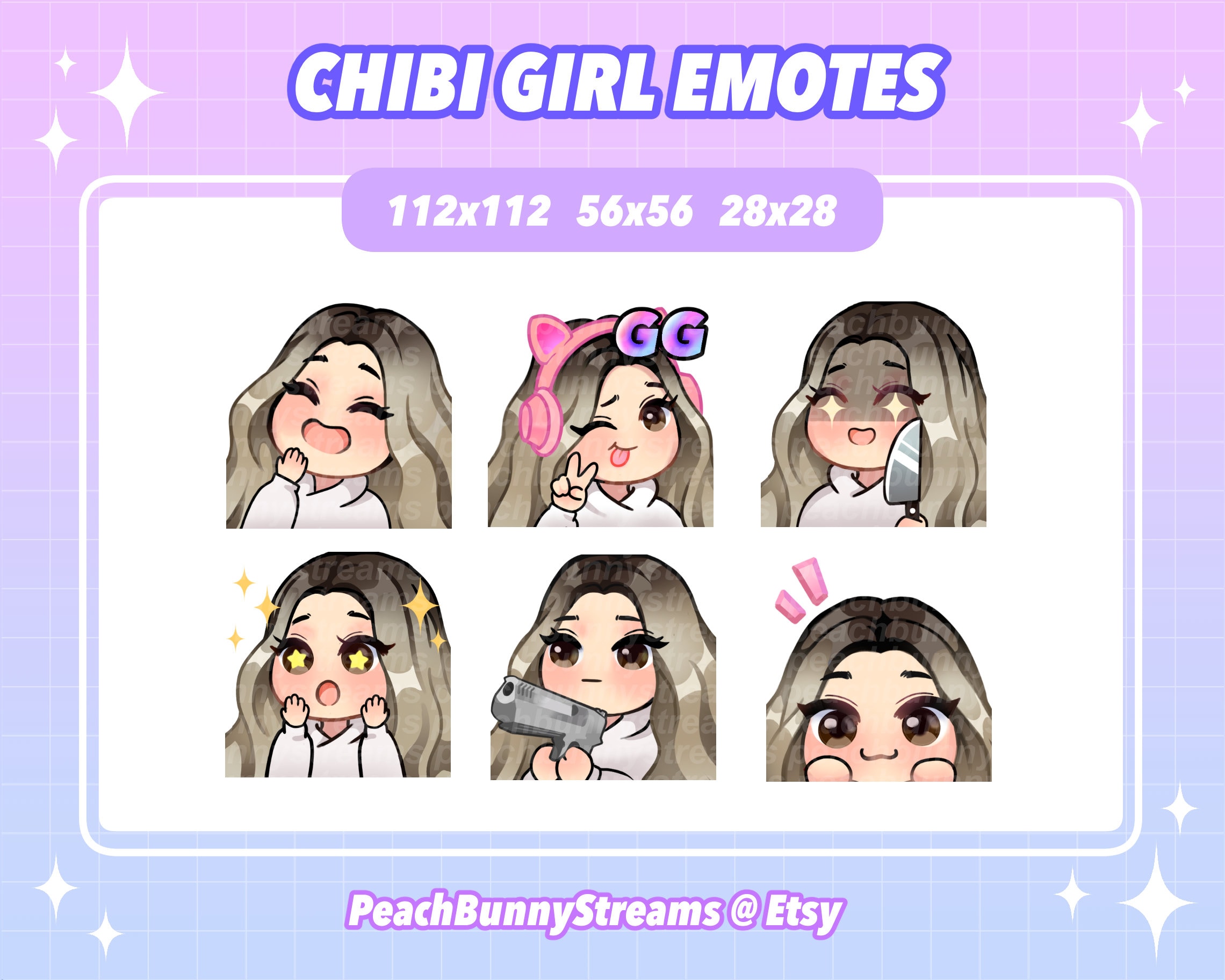 Digital Drawing And Illustration Streamer Set 2 Cute Chibi Girl Twitch