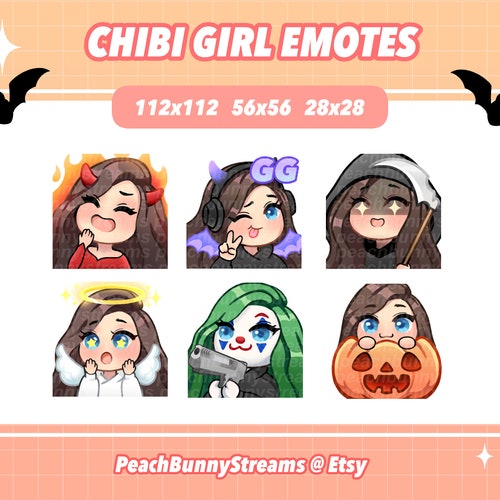 Christmas Chibi Girl Twitch Discord Emote Pack Set 2 Etsy