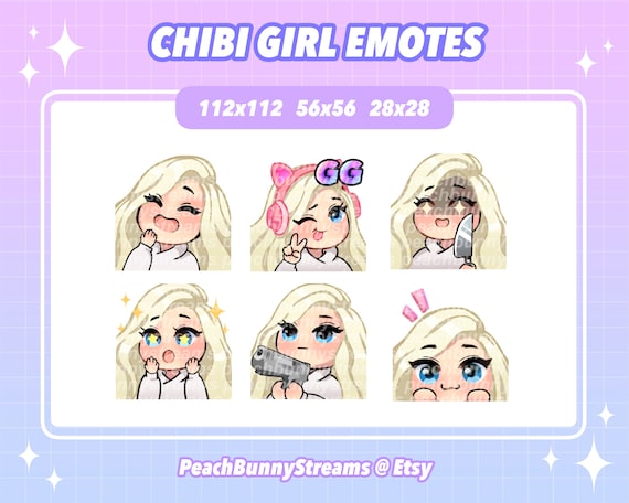 Chibi Girl Twitch Discord Emote Pack Gaming Streaming | Etsy