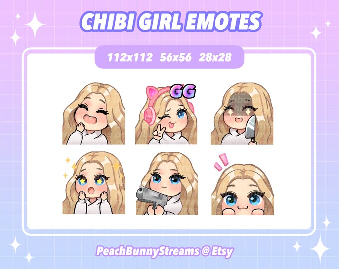 Twitch Emotes / Cute Chibi Streamer Girl Emotes Pack 1 / Hype, Hype ...