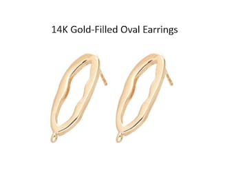 14 Gold Filled Oval Earrings With Loop Component, Jewelry Findings ...