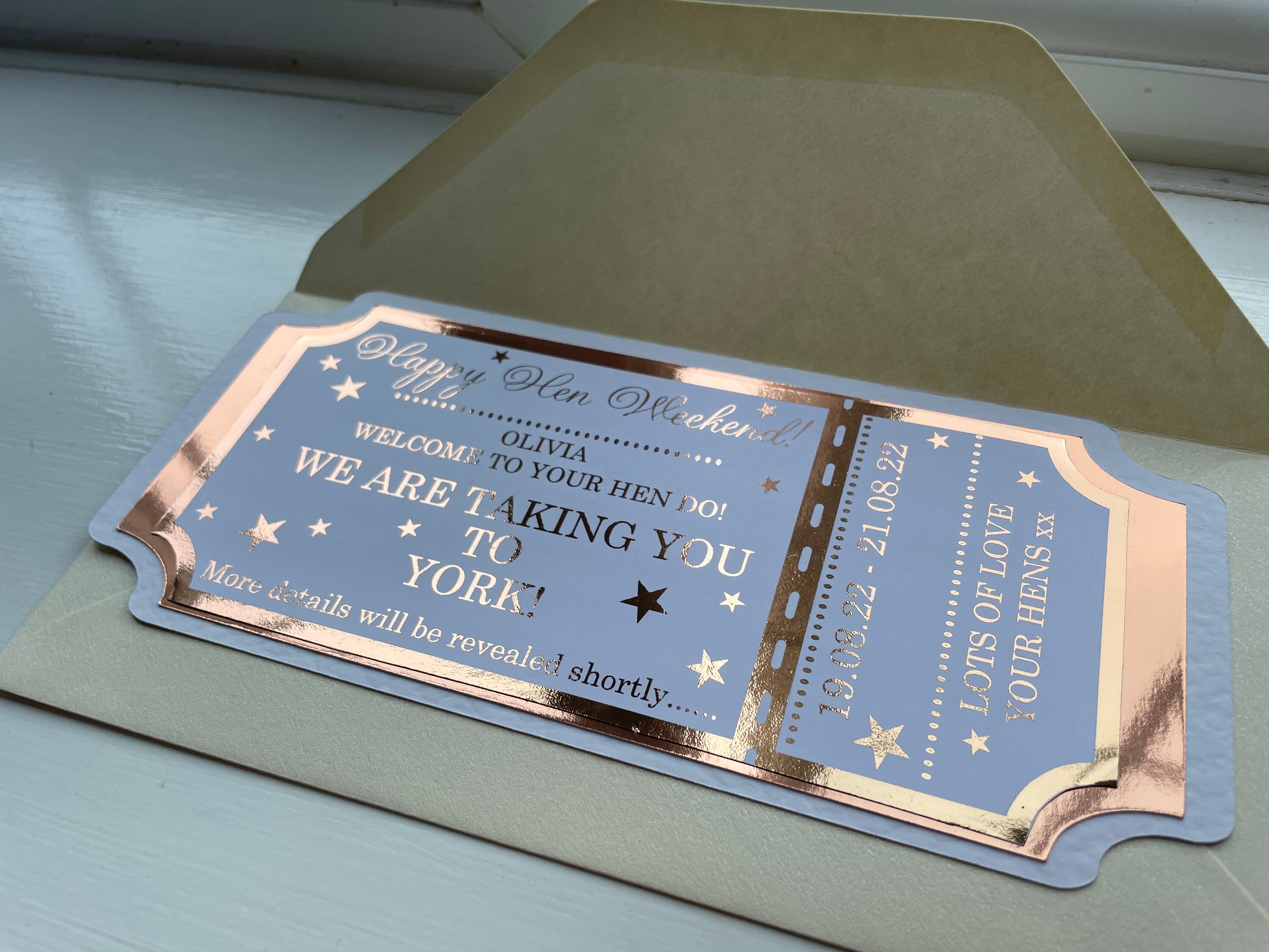 Personalised Hen Party Reveal Ticket Foil Ticket Bride to Be Hen Party ...