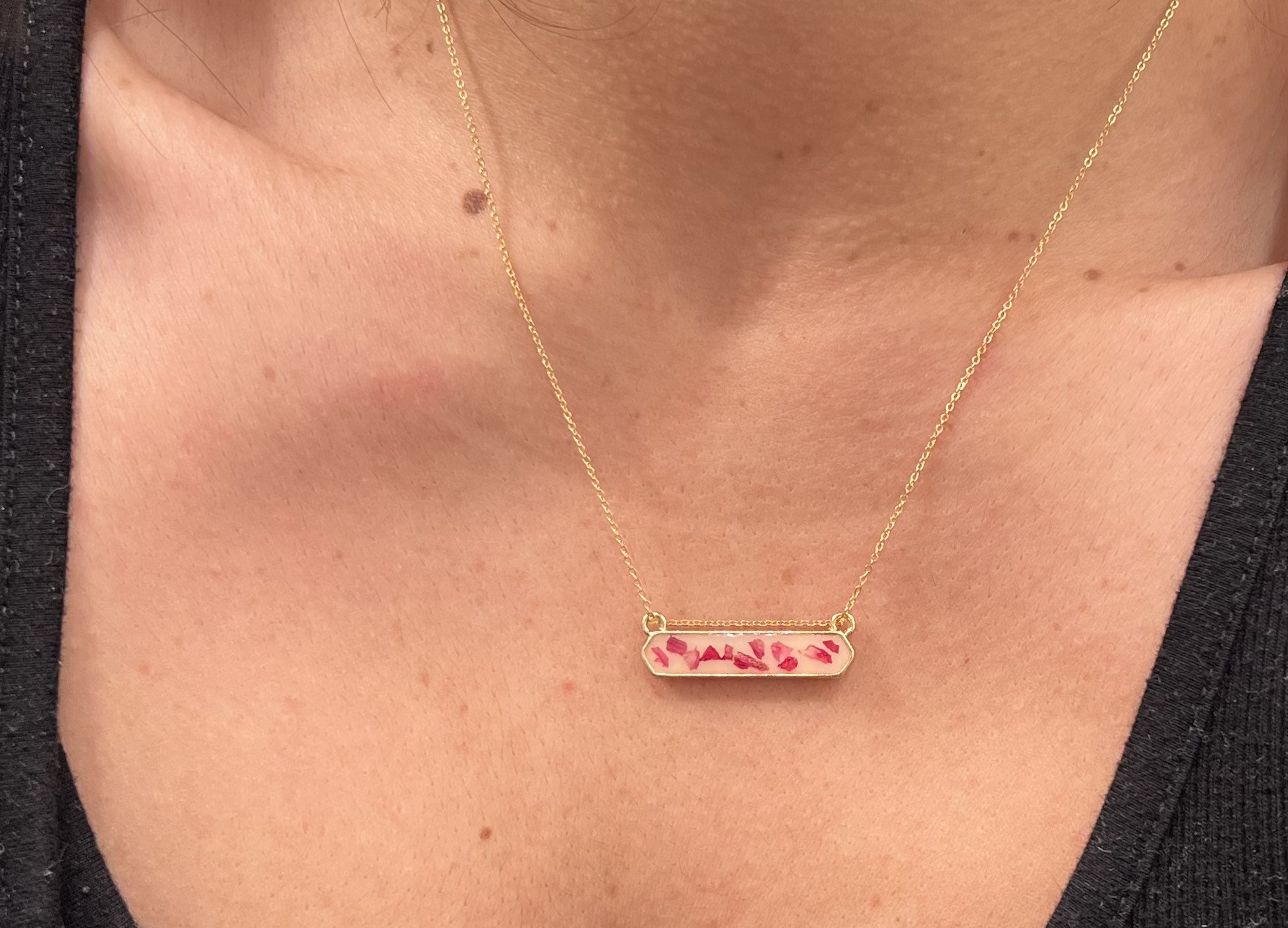 Rose Petal Resin Necklace 14K Gold Necklace Chain Real Gold - Etsy