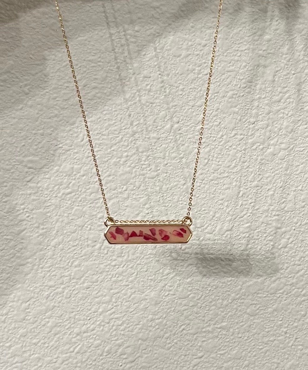 Rose Petal Resin Necklace 14K Gold Necklace Chain Real Gold - Etsy