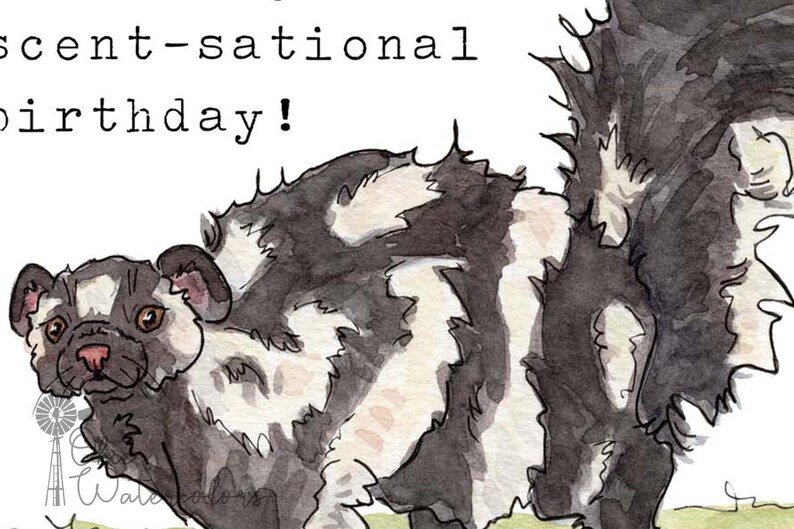 Spotted Skunk "wishing You a Scent-sational Birthday!" Greeting Card, 5 ...
