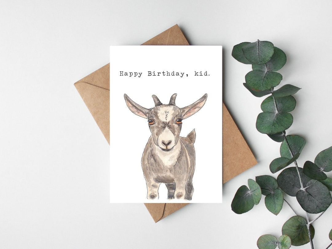 Watercolor Goat Birthday Card, Pun Greeting Card - Etsy