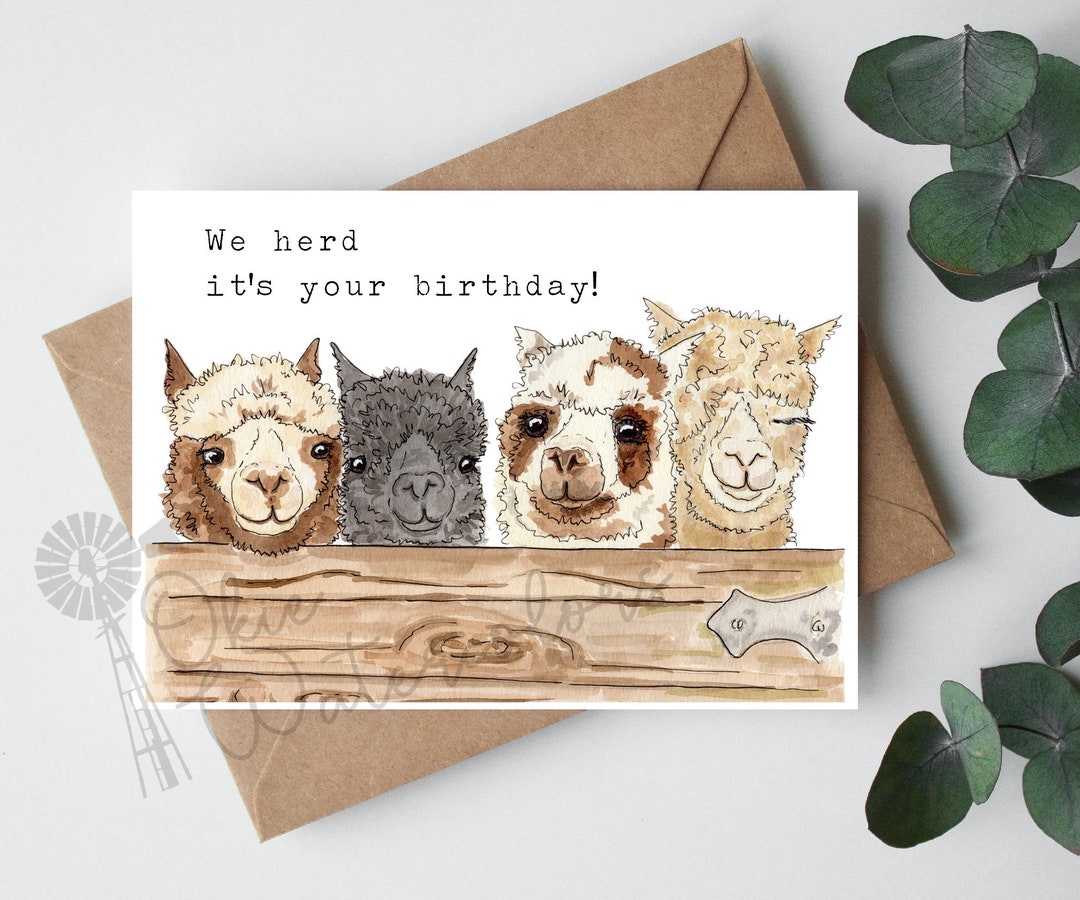 Alpaca Herd "we Herd It’s Your Birthday!” Greeting Card, 5"x7 ...