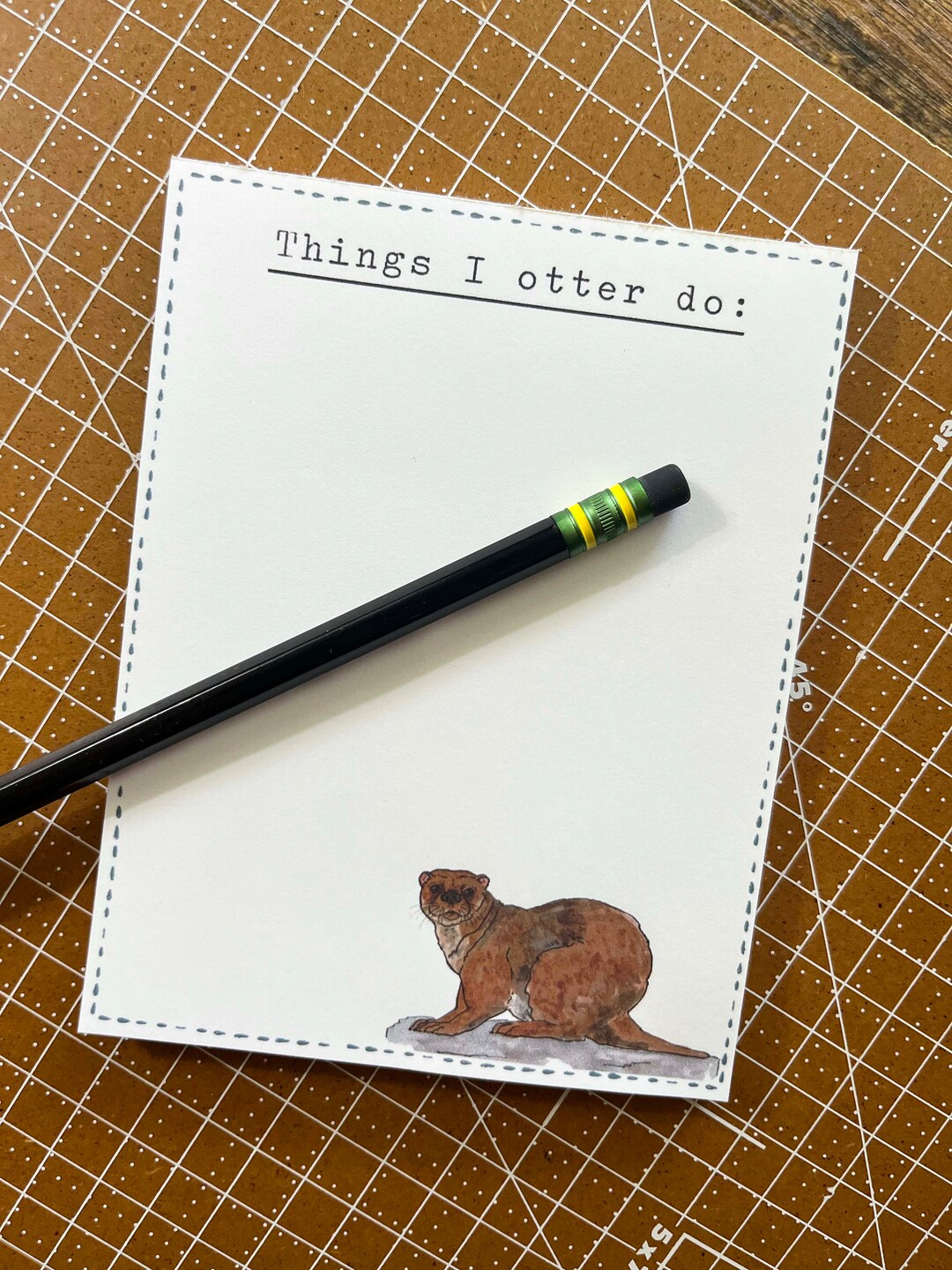 Funny Otter Animal Notepad Memopad Feat. Watercolor Otter Art 40 Sheets ...