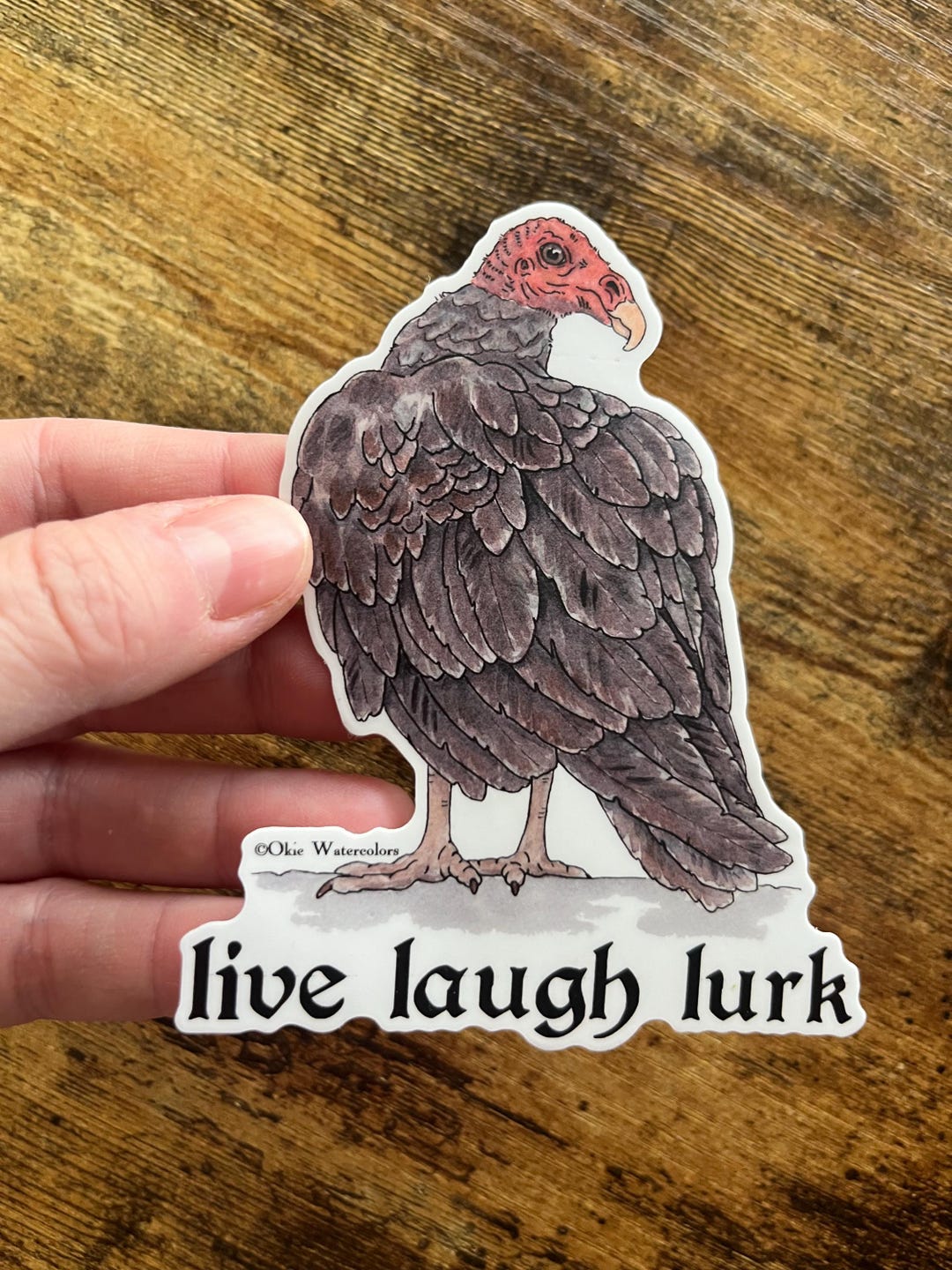 Turkey Vulture "live, Laugh, Lurk" Buzzard Watercolor Art 4" Vinyl ...