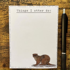 Funny Otter Animal Notepad Memopad Feat. Watercolor Otter Art 40 Sheets ...