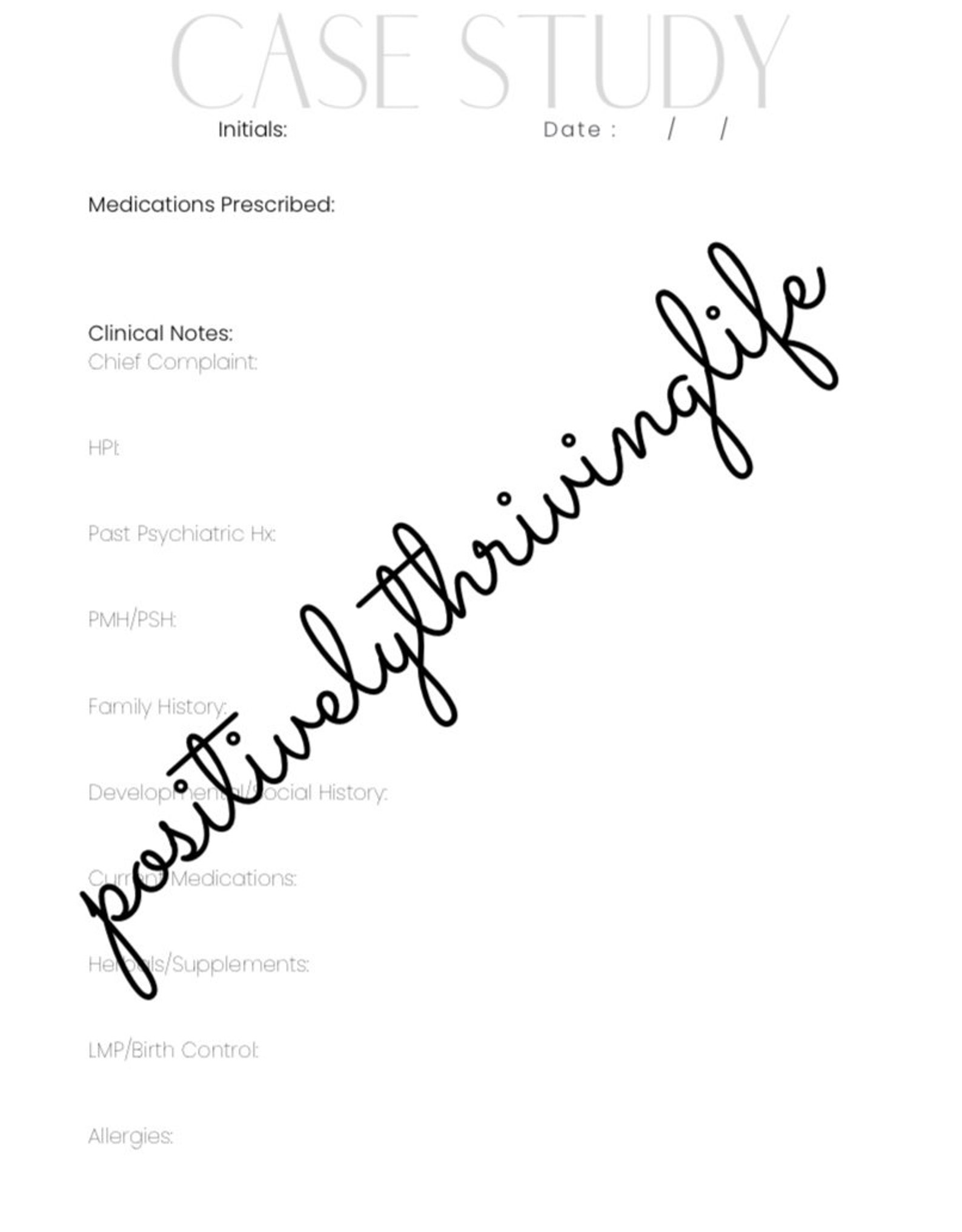 Psychiatric Nurse Practitioner Case Study Note Printable - Etsy