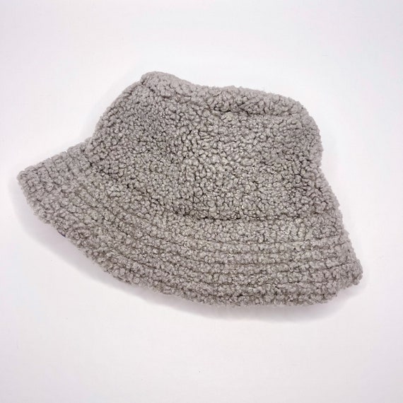 Gray Sherpa Bucket Hat Shearling Bucket Hat Cute - Etsy
